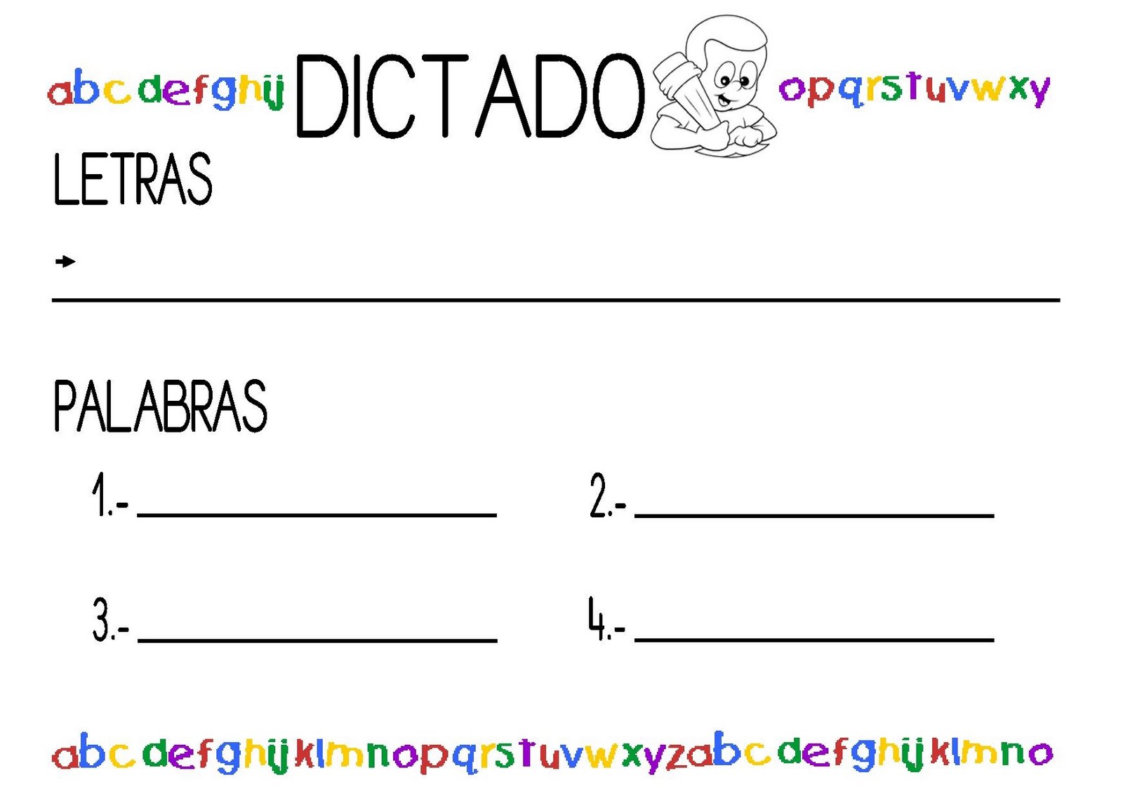 ESOS LOCOS BAJITOS DE INFANTIL: HOJA DE DICTADO