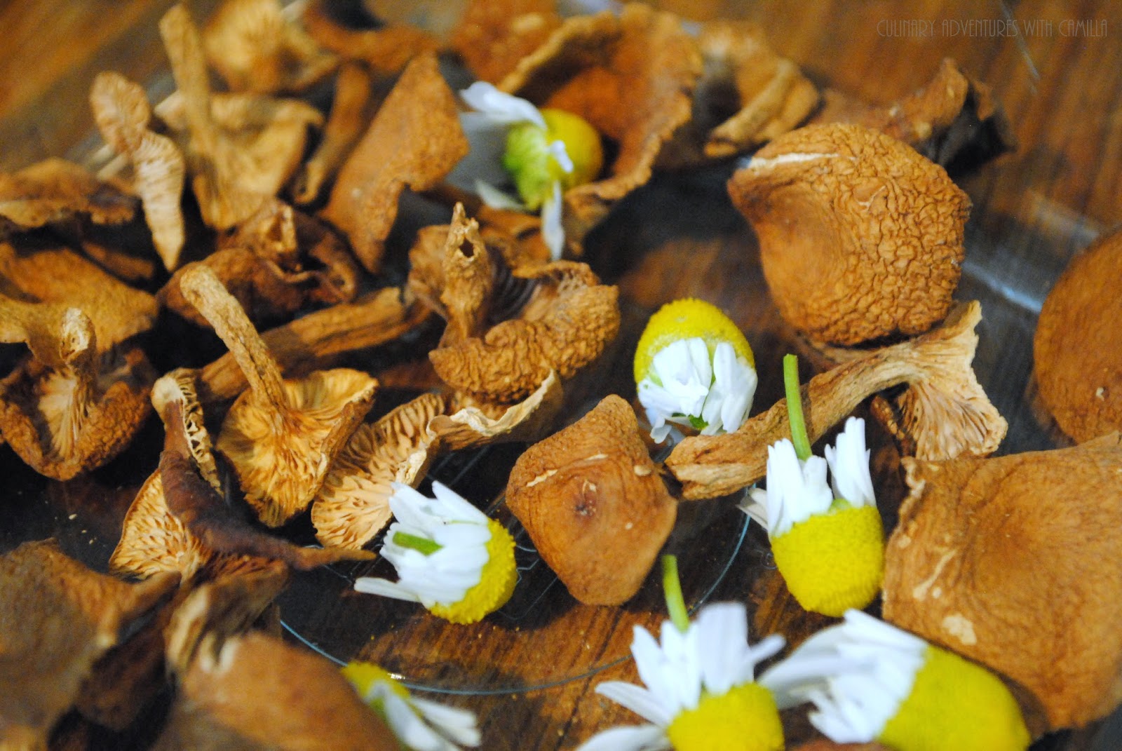 Chamomile-Poached Sand Dabs with Candy Caps #FishFridayFoodies