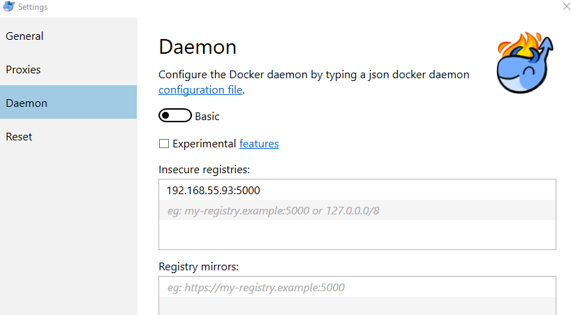 docker push - server gave HTTP response to HTTPS client