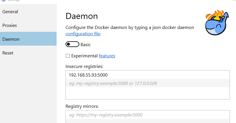 docker push - server gave HTTP response to HTTPS client