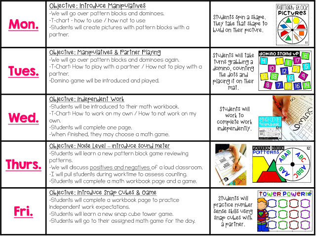 First Week Math Lesson Plans - The Teacher Talk