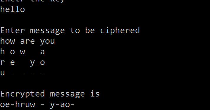 C Code To Encrypt And Decrypt Message Using Transposition Cipher Coders 8180