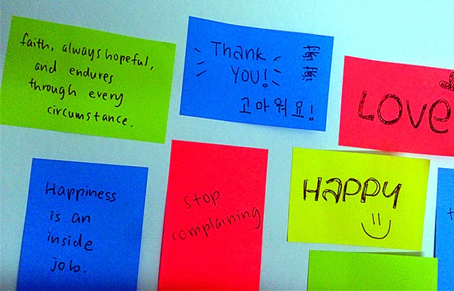 Annie's HAPPINESS: Using sticky notes to develop idea of happiness