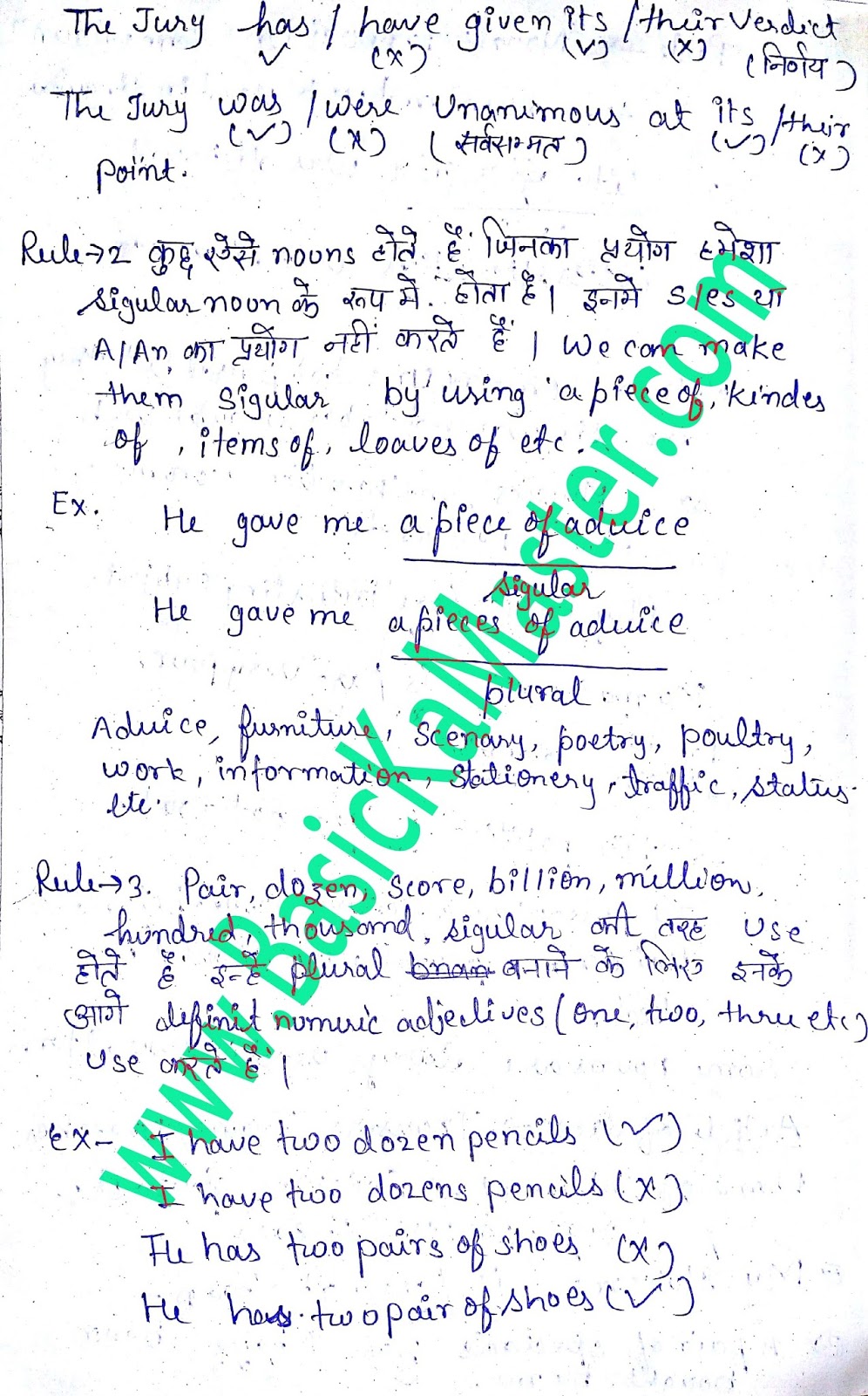 English Hand written Notes- 2 (Noun) ~ Basic Ka Master