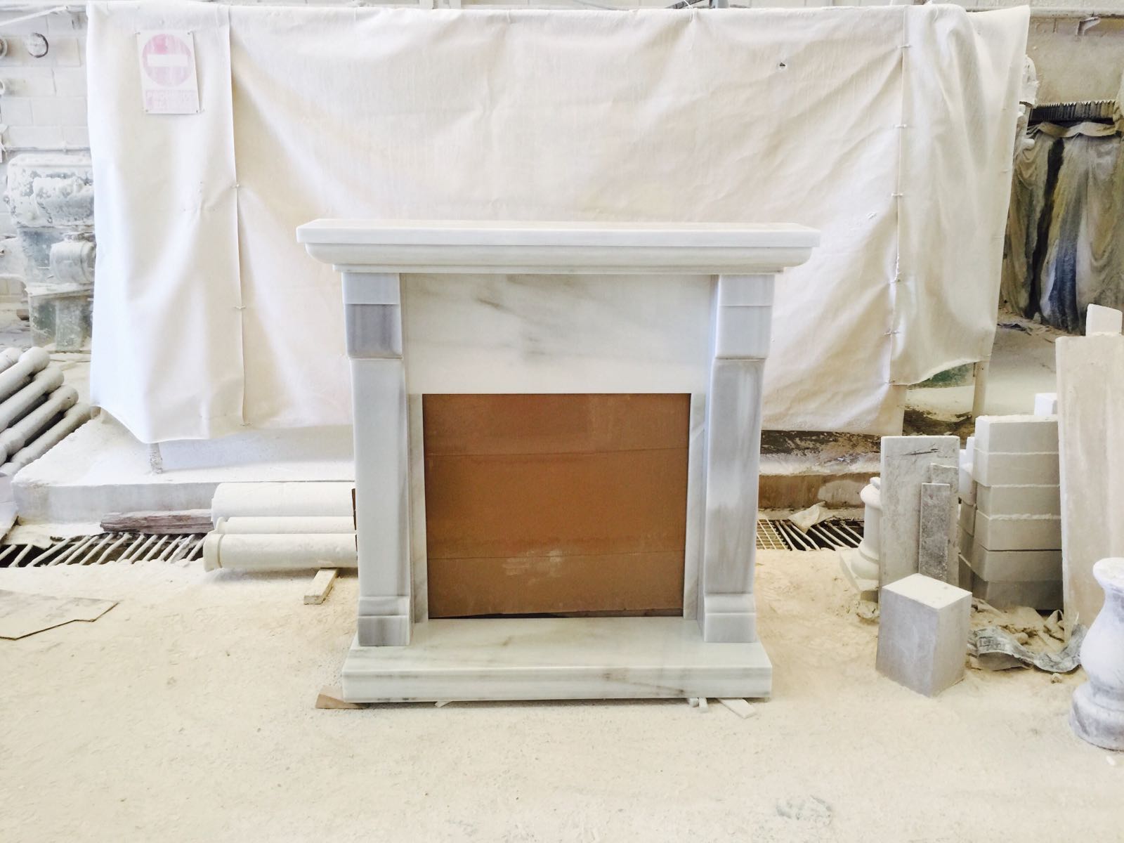 MACAEL WHITE MARBLE FIREPLACE IN FINISHING POLISHED