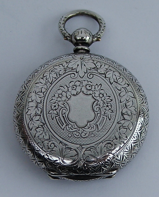 Silver: Gorgeous antique hand chased solid silver silver fob pocket watch
