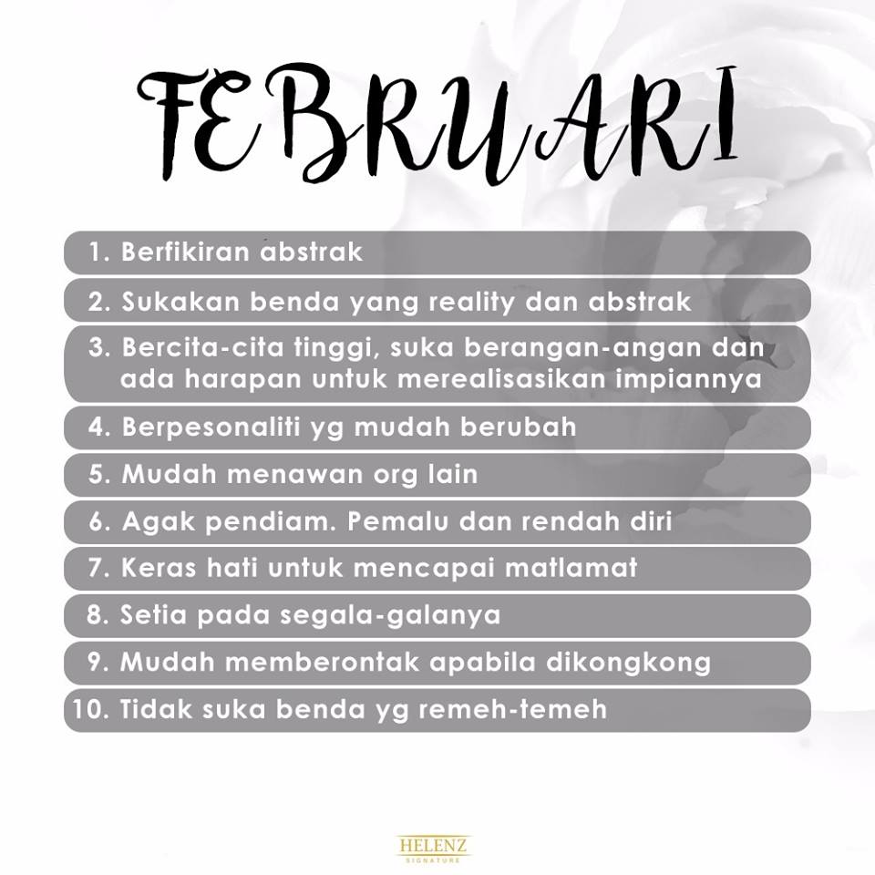 RAHSIA BULAN KELAHIRAN | BULAN FEBRUARI
