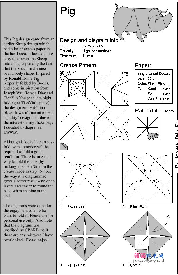 Origami Instruction: Pig Origami | web wanderers