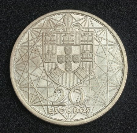 Portugal 20 Escudos Silver coin, Salazar Bridge, 1966.|World Banknotes ...