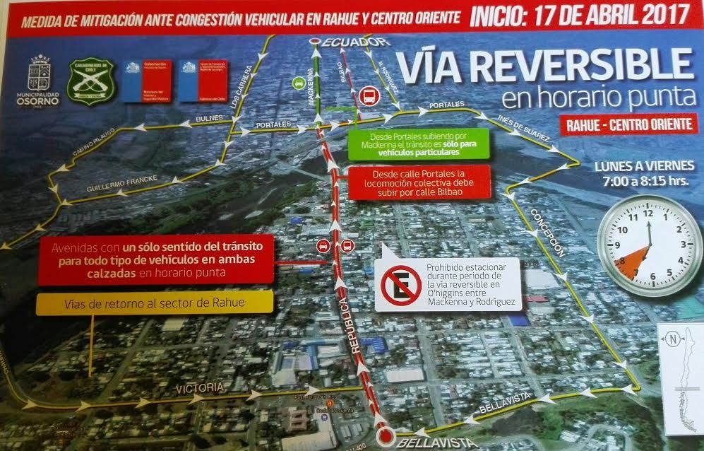 Desde este lunes 17 vías reversibles en Osorno entre las 07 y hasta las ...