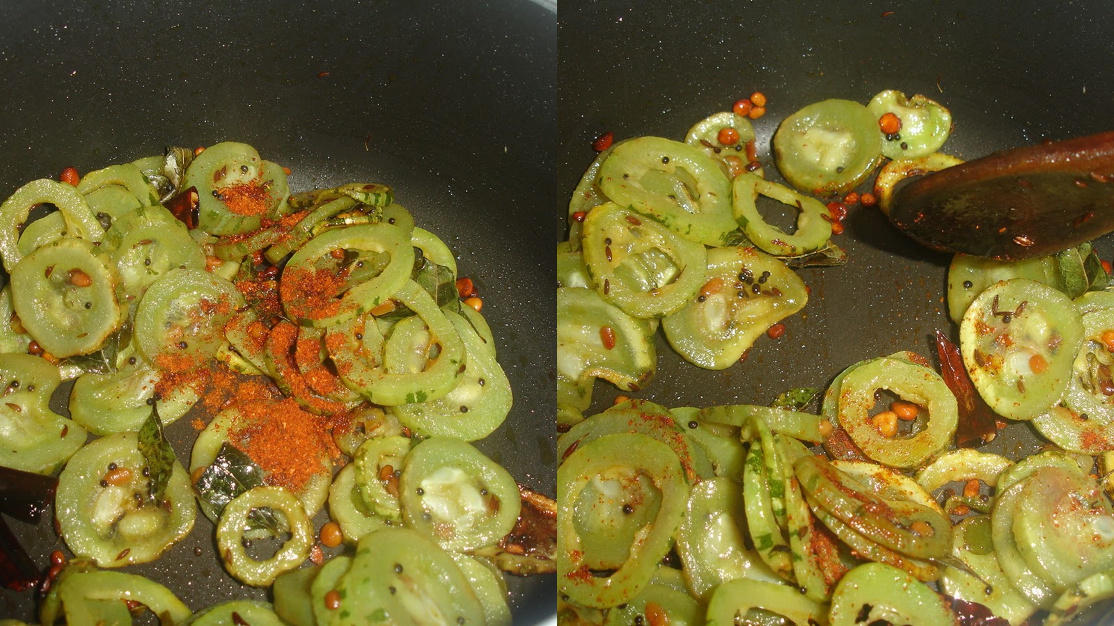 VineelaSiva: Potlakaya Koora(Snake gourd fry)