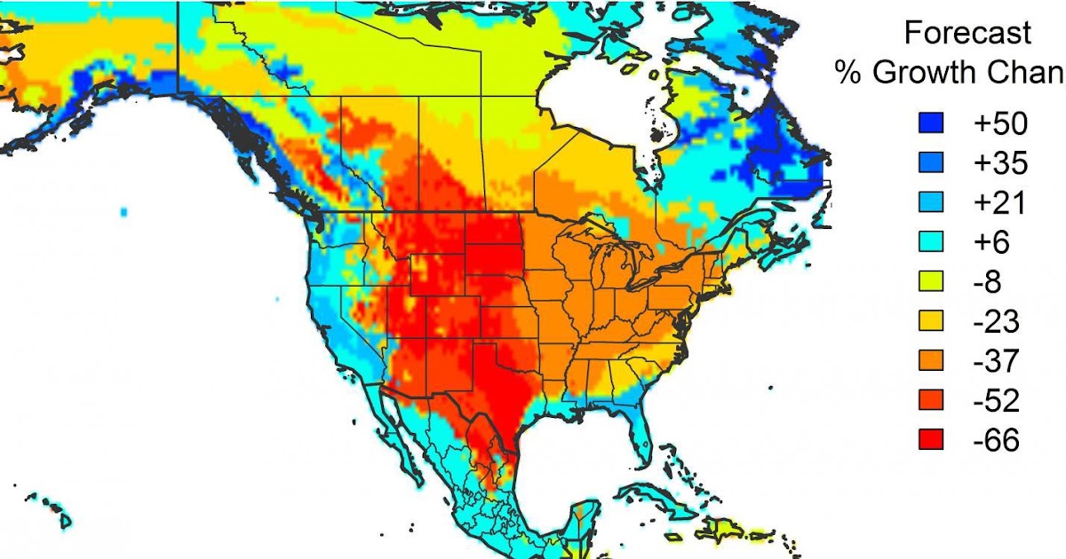 Projected Forest Growth Rate Changes in the U.S. for the Second Half of ...