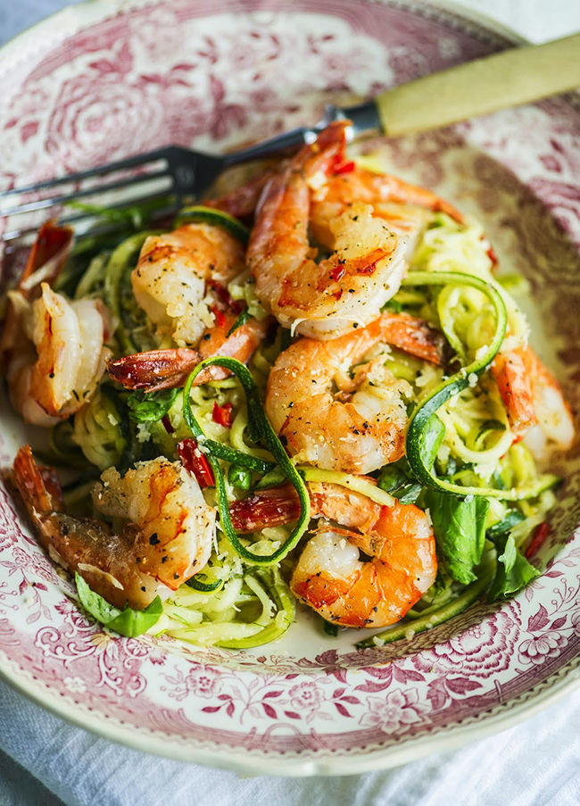 Tiger prawns with zucchini spaghetti | Stellarium