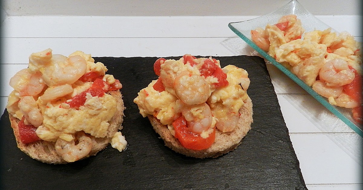 La cocina de Vifran: Pincho de revuelto de gambas y pimientos del piquillo