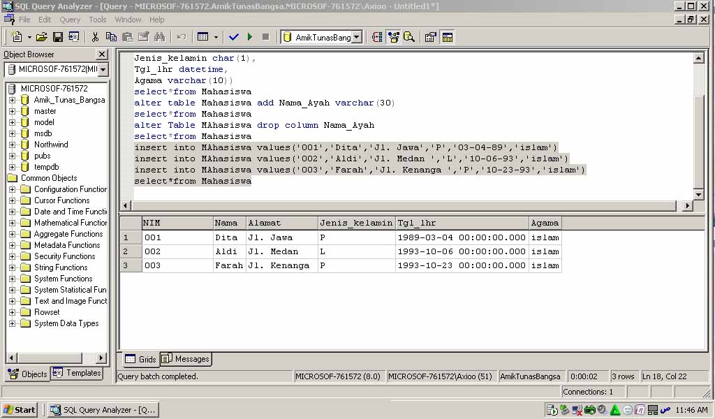 PENGENALAN DATABASE: Penggunaan Macam-Macam Perintah Pada Database