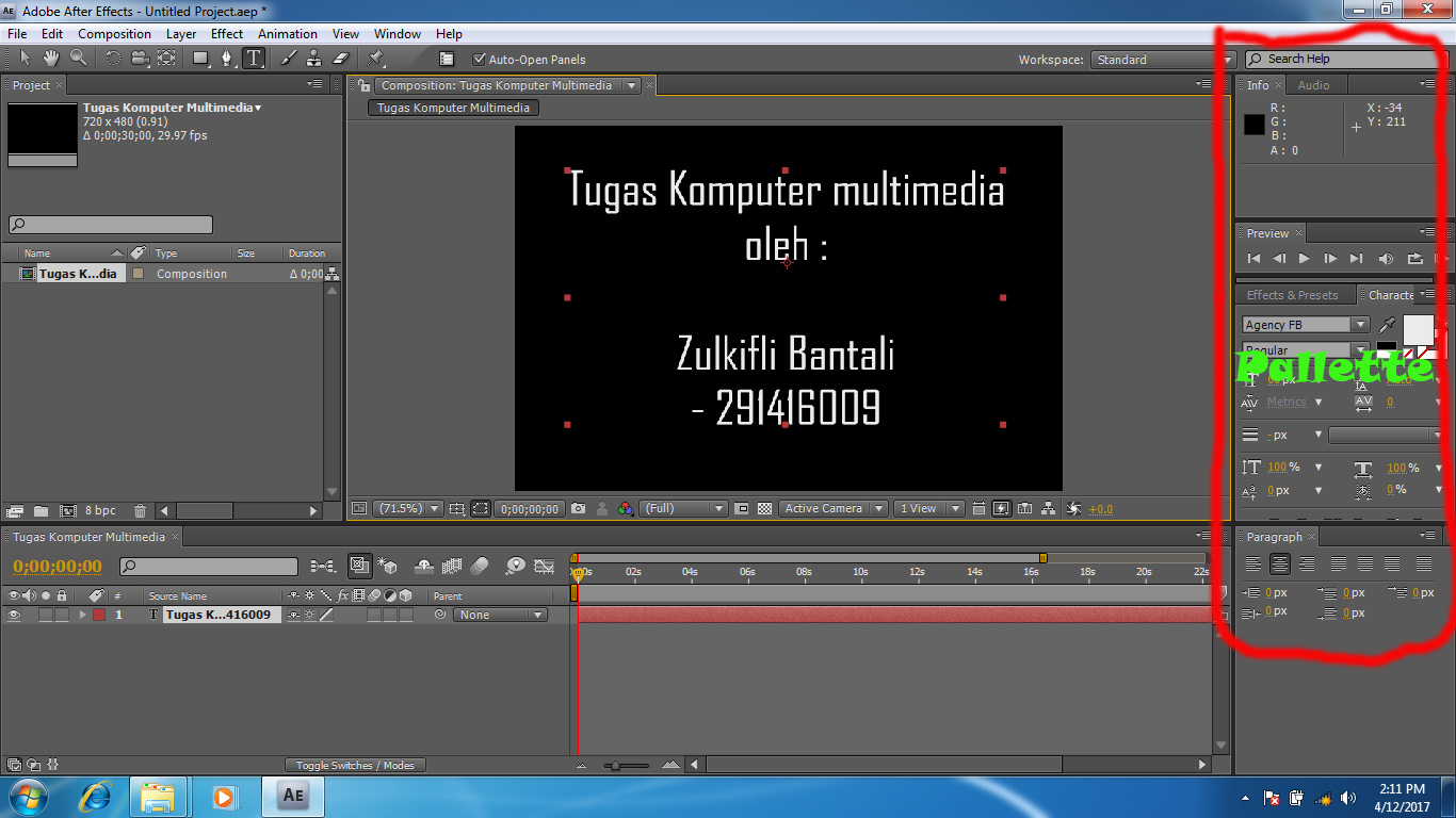 Fungsi Pallete di Adobe After Effect CS 4 ~ Tuladu le Kipil