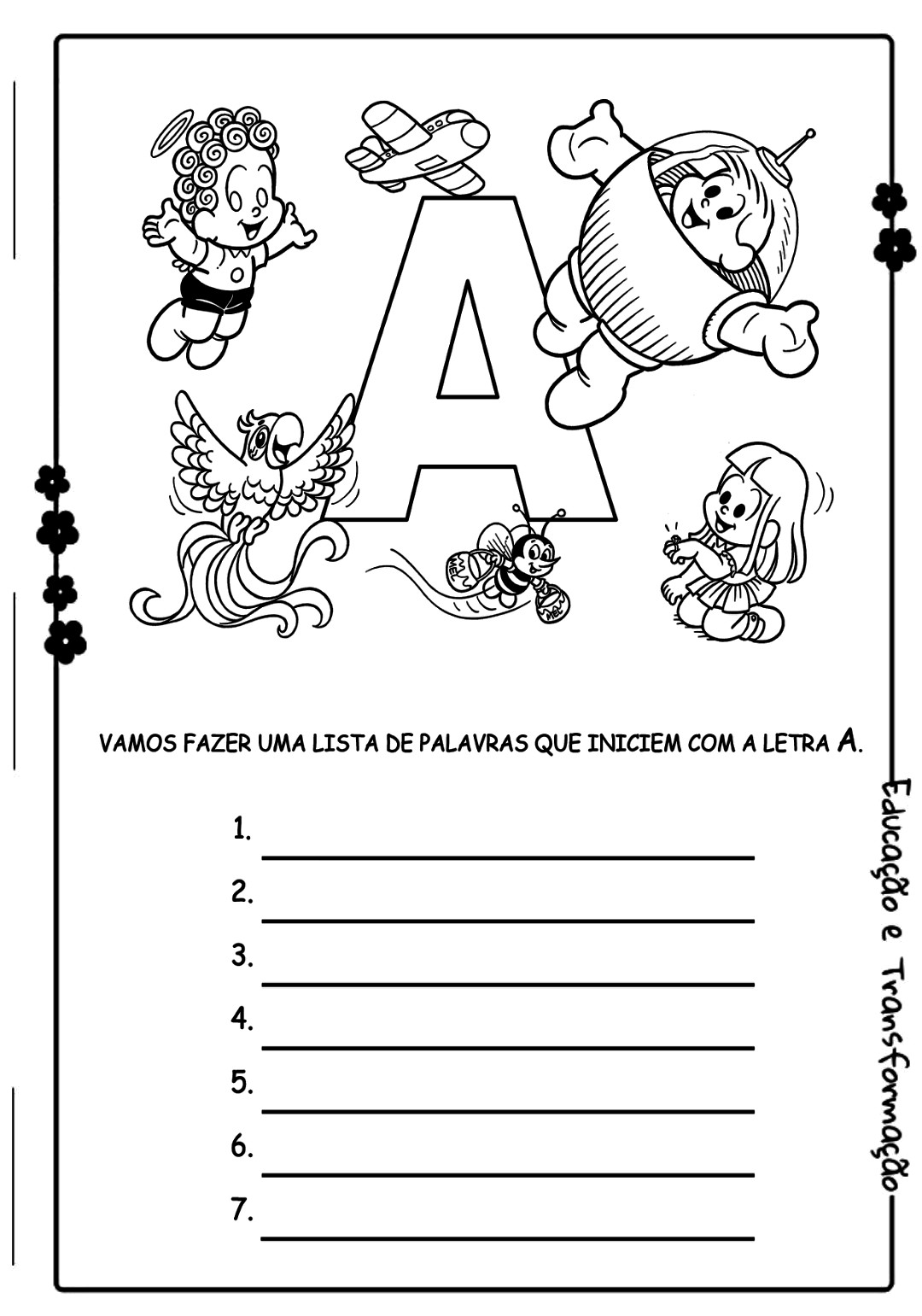 Lista com a Turma da Mônica Caderno para trabalhar a escrita de listas ...