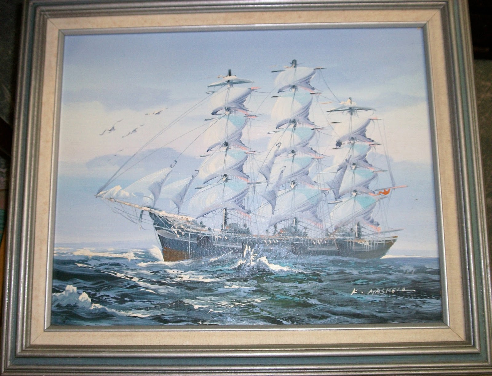 Green Bunny Antiques: Signed oil painting