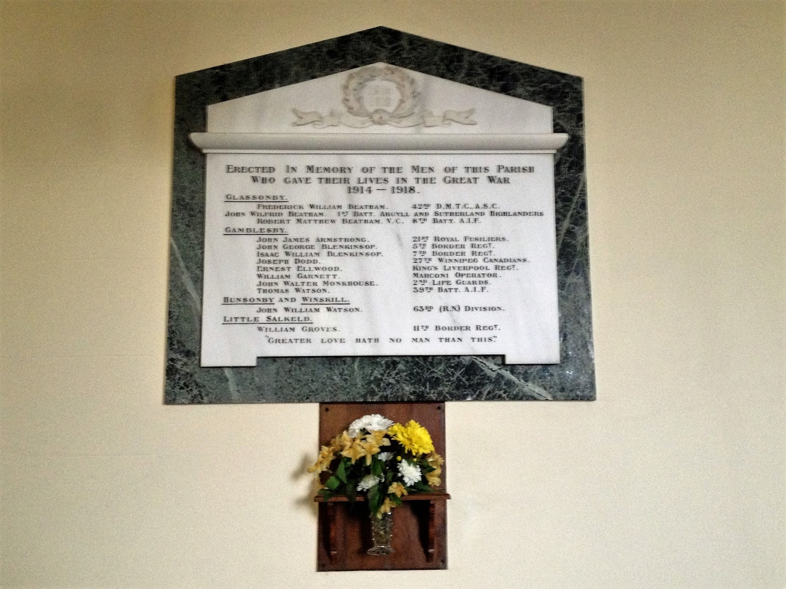 WW2 - The Second World War: Addingham / Glassonby war memorials, Cumbria