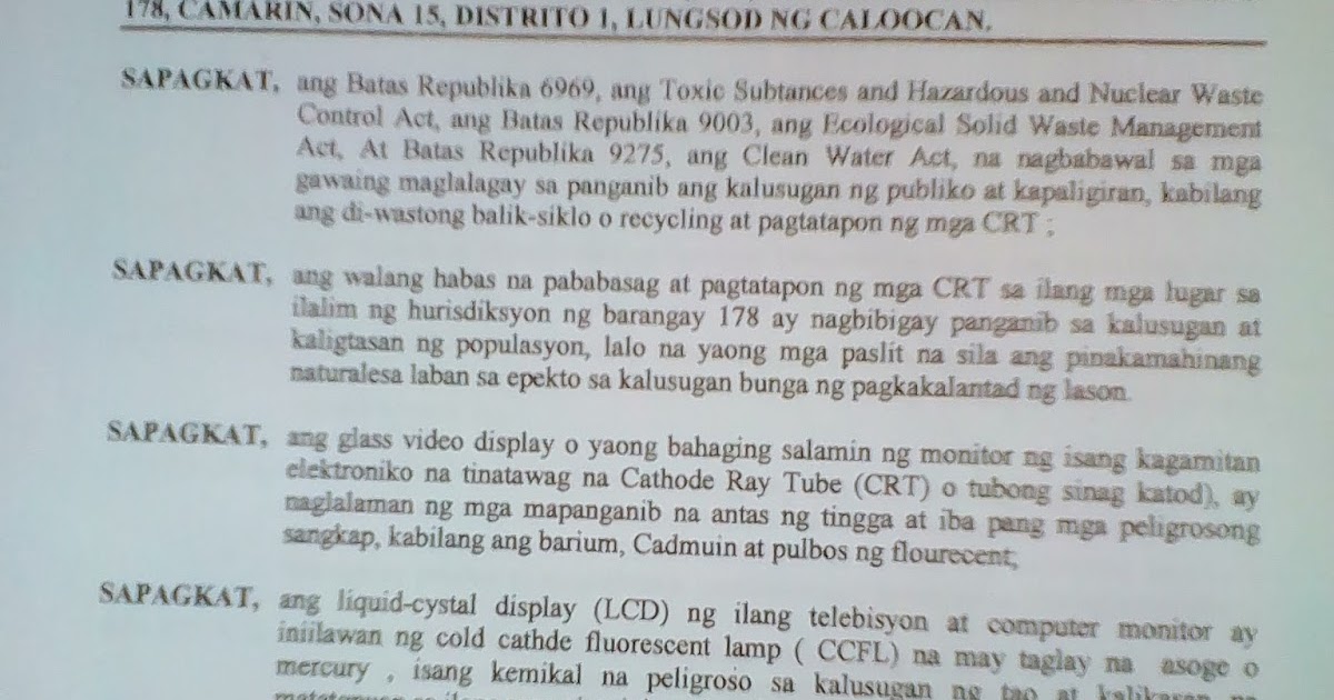 Caloocan City: Barangay 178 Ordinance on Toxic CRTs Gets Rousing ...