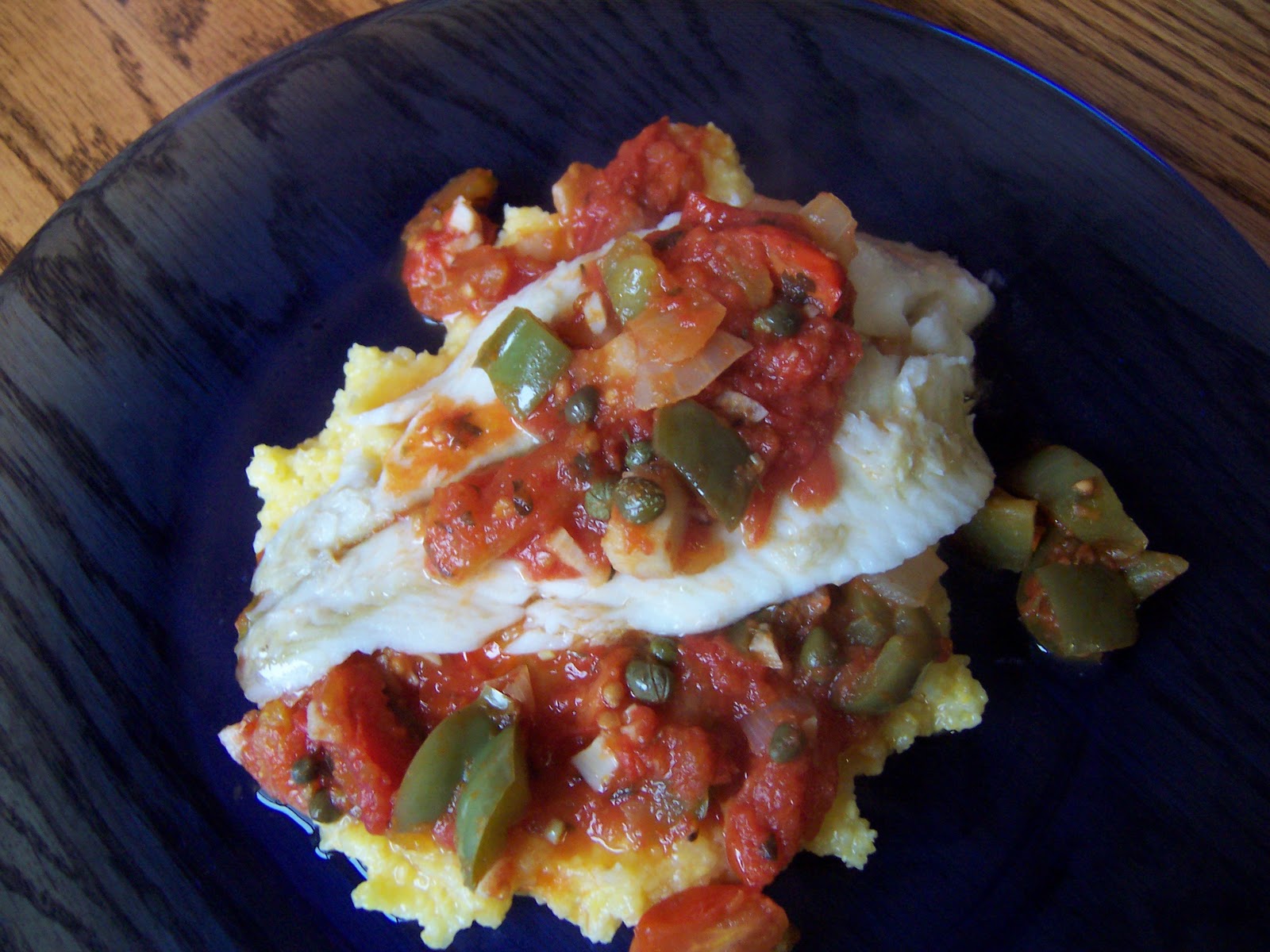 Pescetarian Recipe Delights: Flounder Fillet Topping Polenta Covered in ...