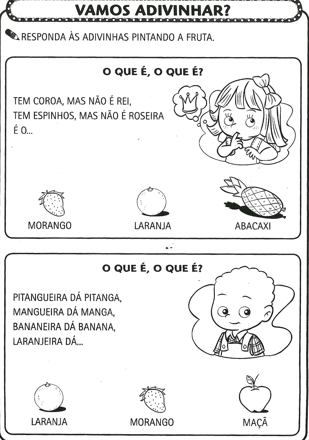 Adivinhação Para Educação Infantil - FDPLEARN