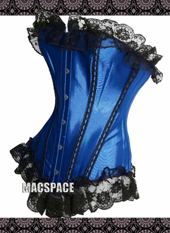 Fruit de la Corselet: Blue Black Bridal Lace Trim Basque