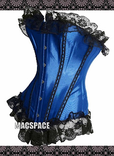 Fruit de la Corselet: Blue Black Bridal Lace Trim Basque