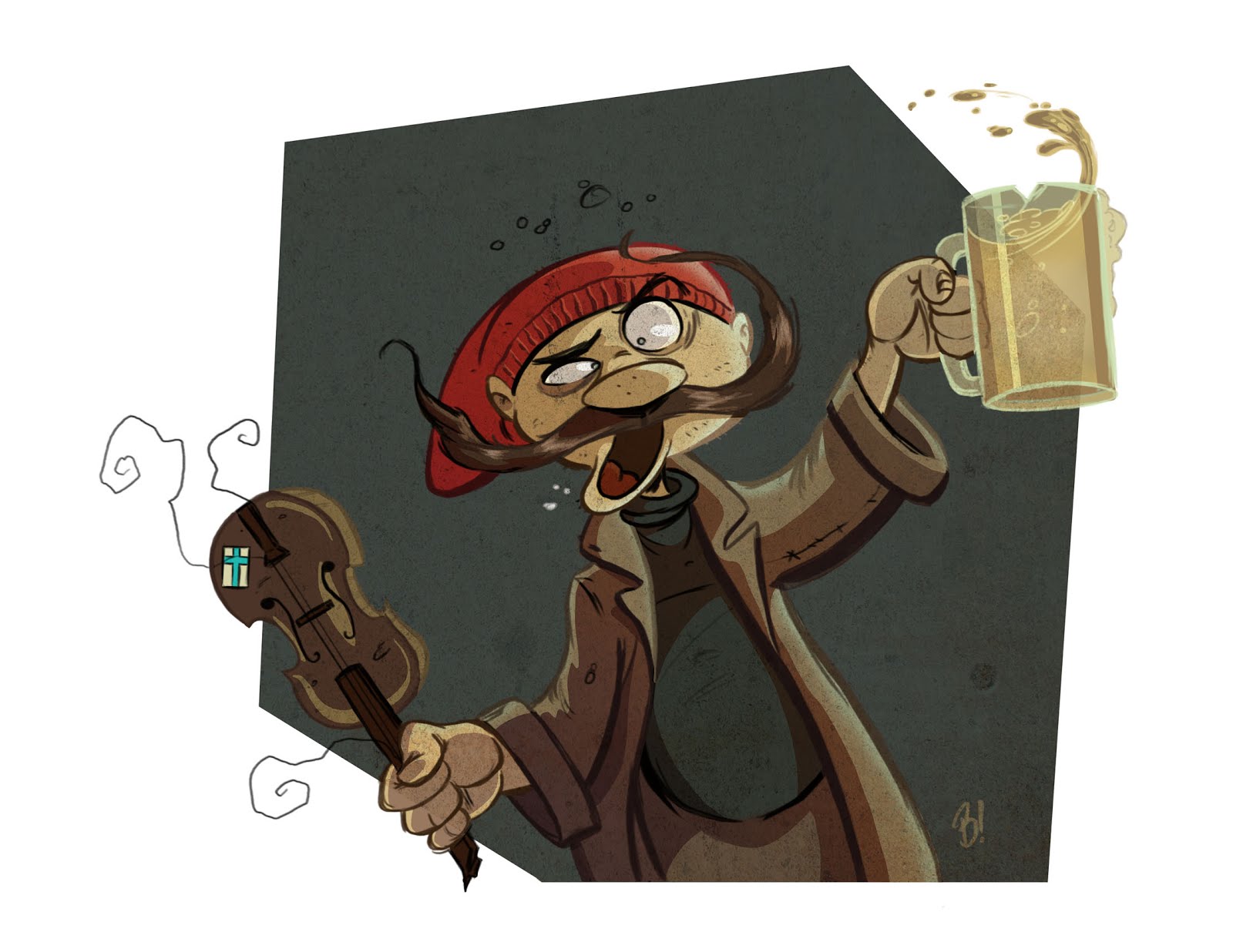 Cup O' Doodle: A Drunk And His Fiddle