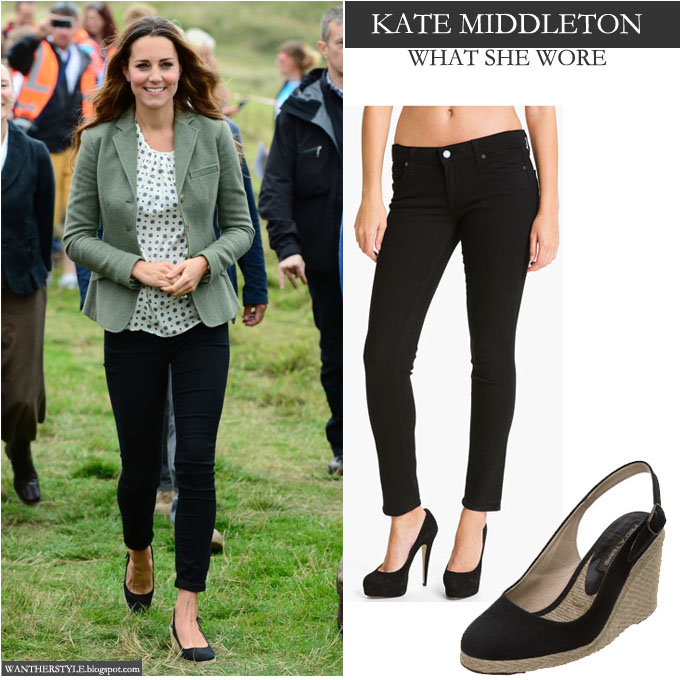 WHAT SHE WORE: Kate Middleton in black skinny jeans with black ...