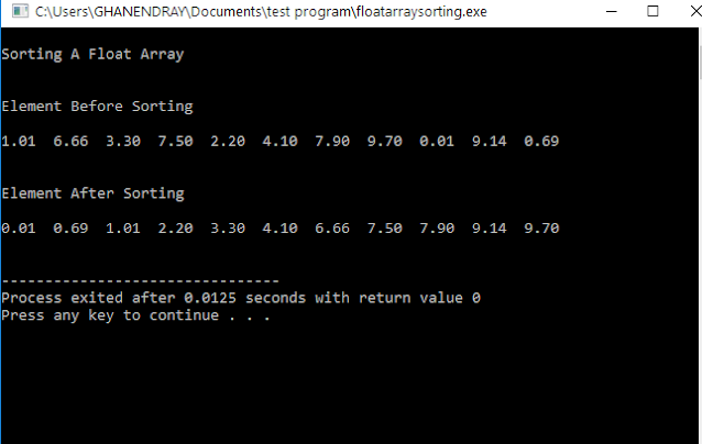 C Program To Sort An Array In Ascending And Descending Order 3264