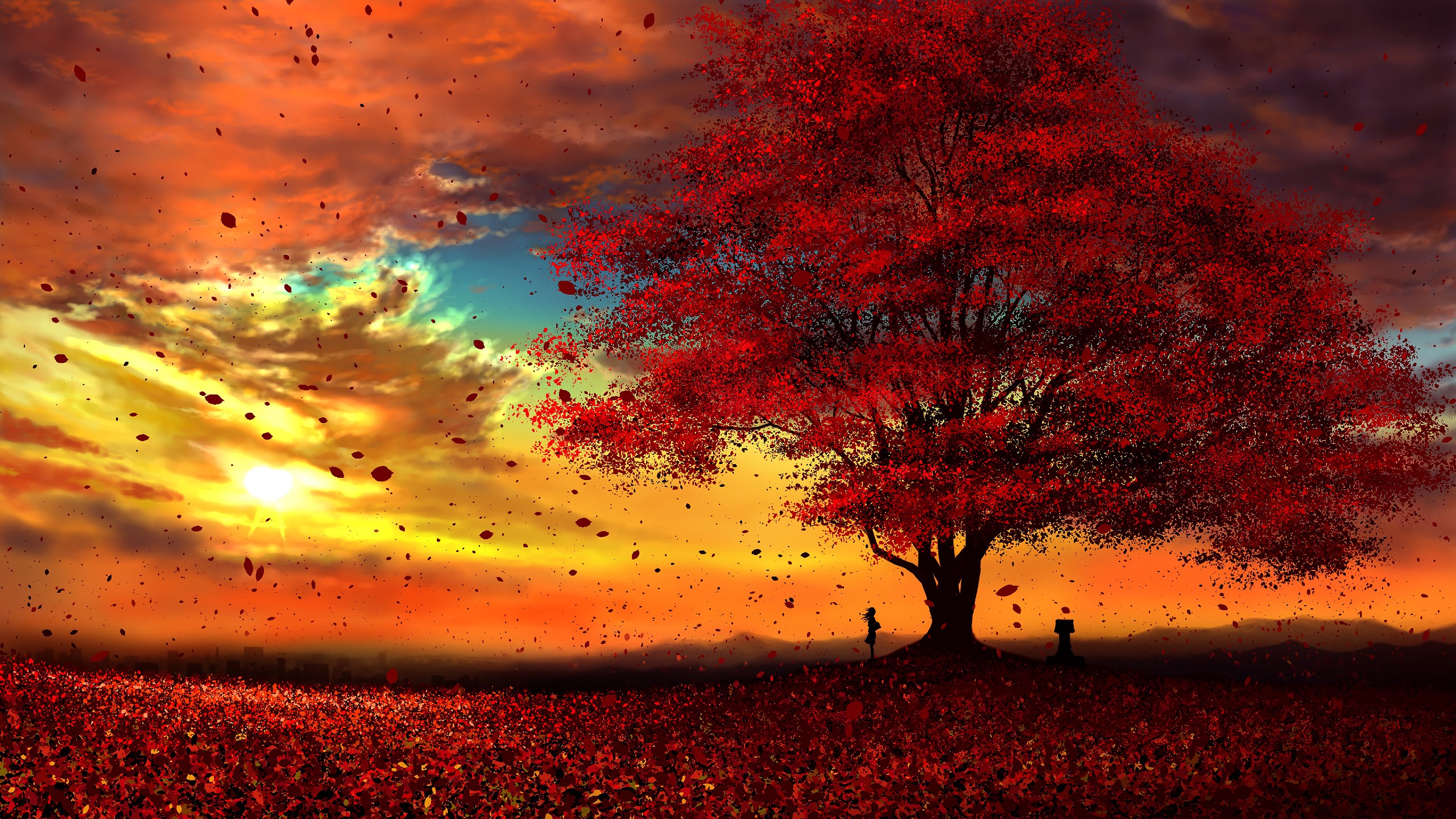 Anime, Autumn, Scenery, Sunset, 4K, 3840x2160, #46 Wallpaper PC Desktop