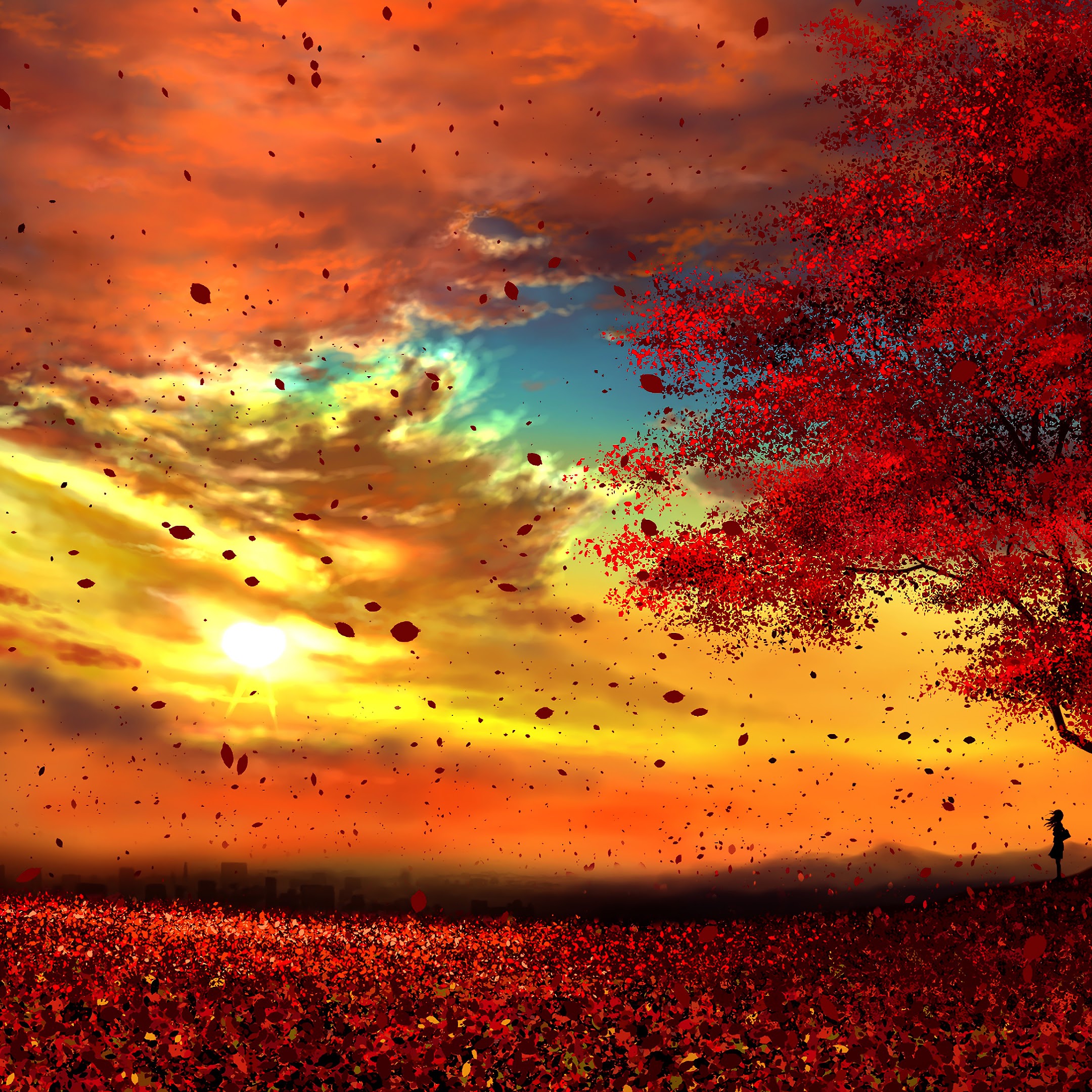 Anime, Autumn, Scenery, Sunset, 4K, 3840x2160, #46 Wallpaper iPhone Phone