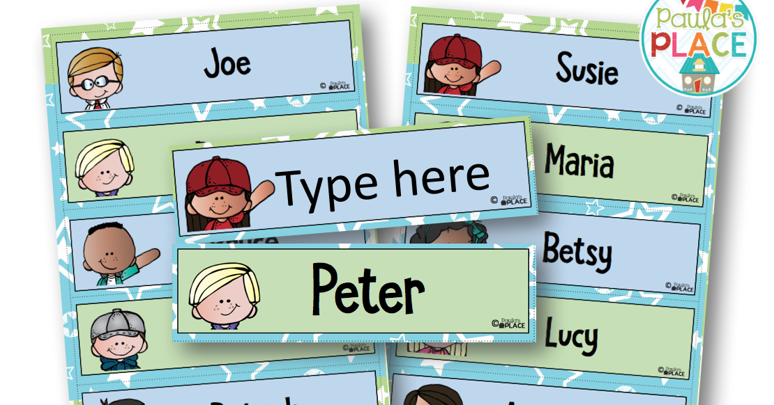 Paula's Place Teaching Resources: Editable Name Tags - Blue and Green ...