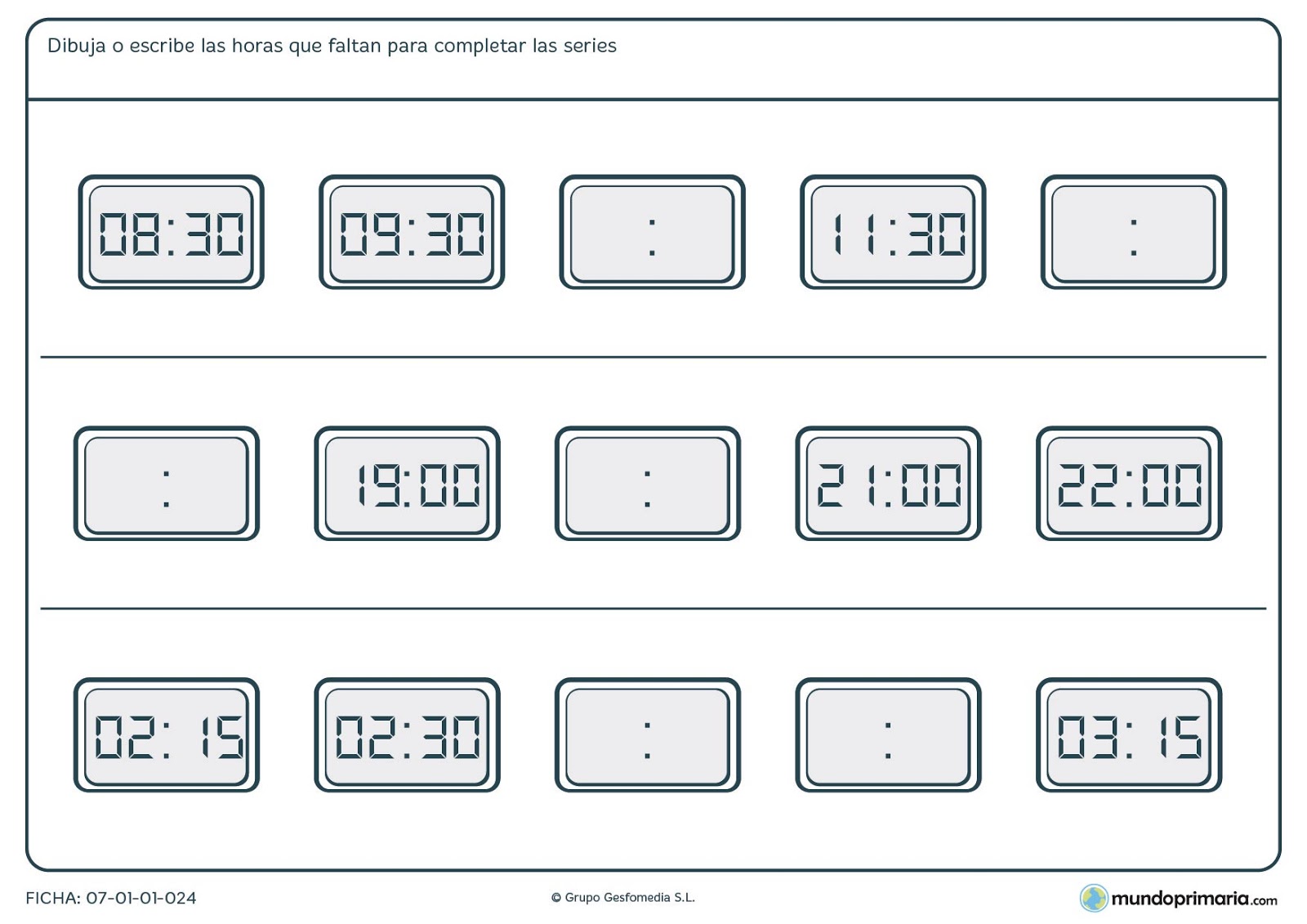 2º de Primaria: El reloj digital
