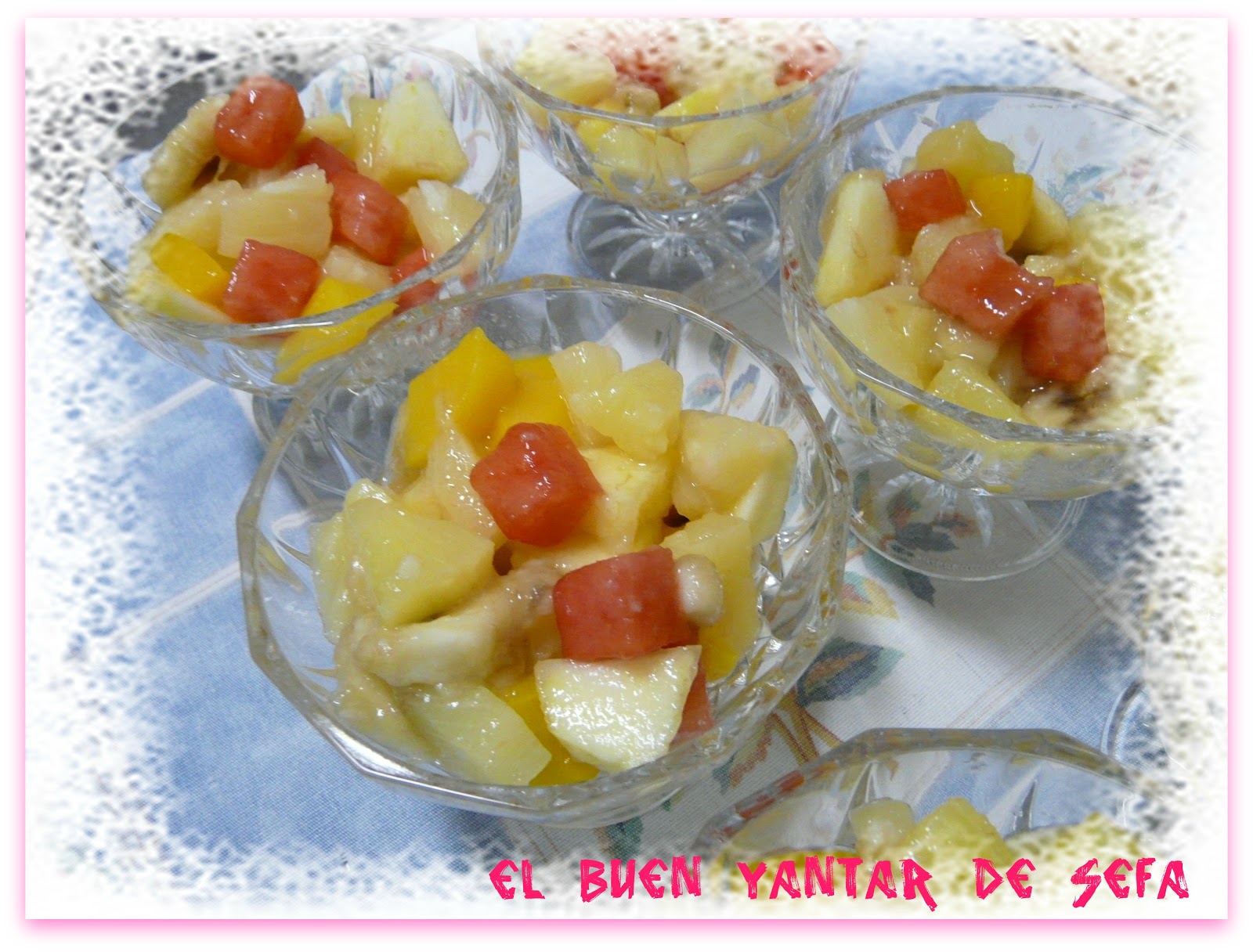 El buen yantar de Sefa: Macedonia de frutas con "boina" gratinada
