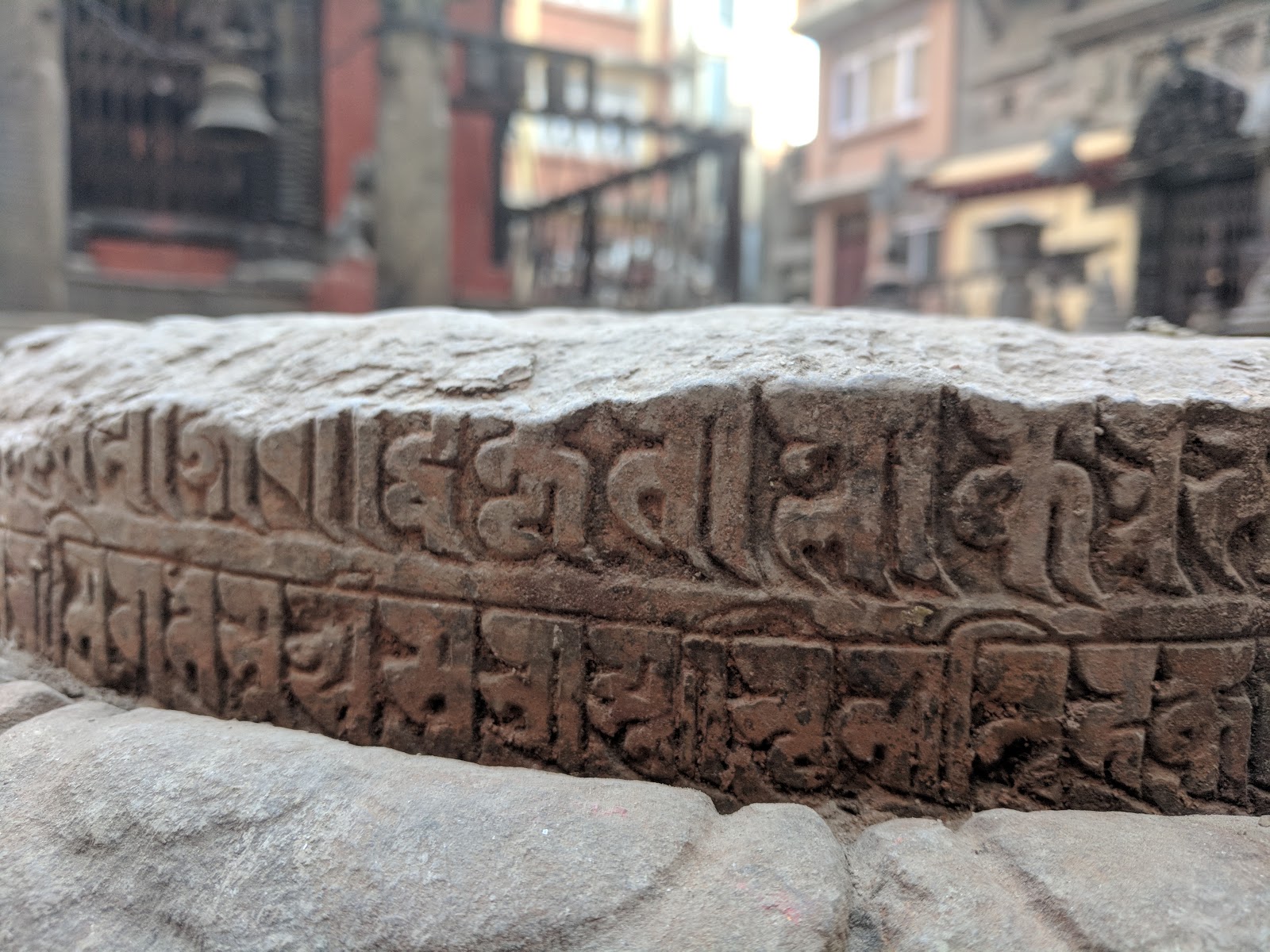 New Nepali Fonts: Rare Ranjana script stone inscription at Lagan Bahal ...