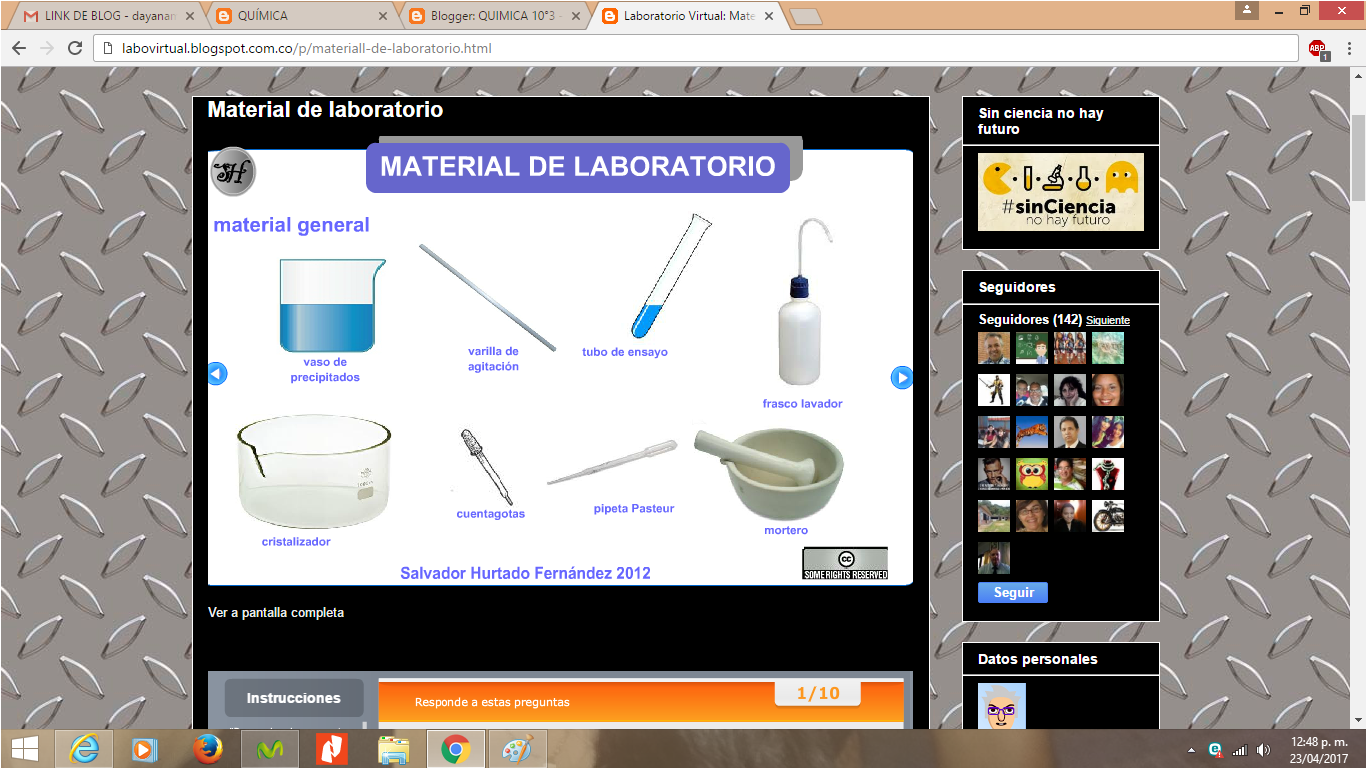 QUIMICA.: MATERIAL DE LABORATORIO