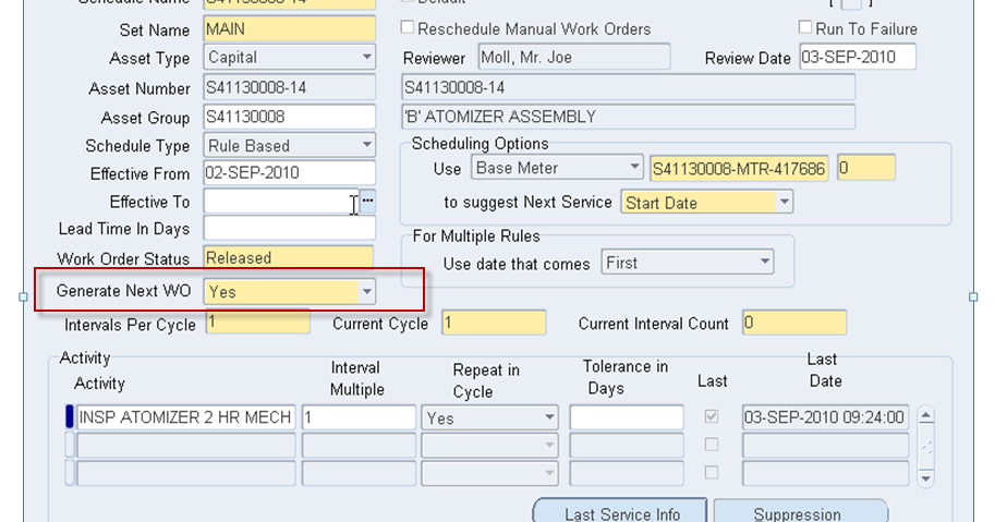 Bizinsight Consulting Blog: What is Generate Next Work Order in Oracle eAM