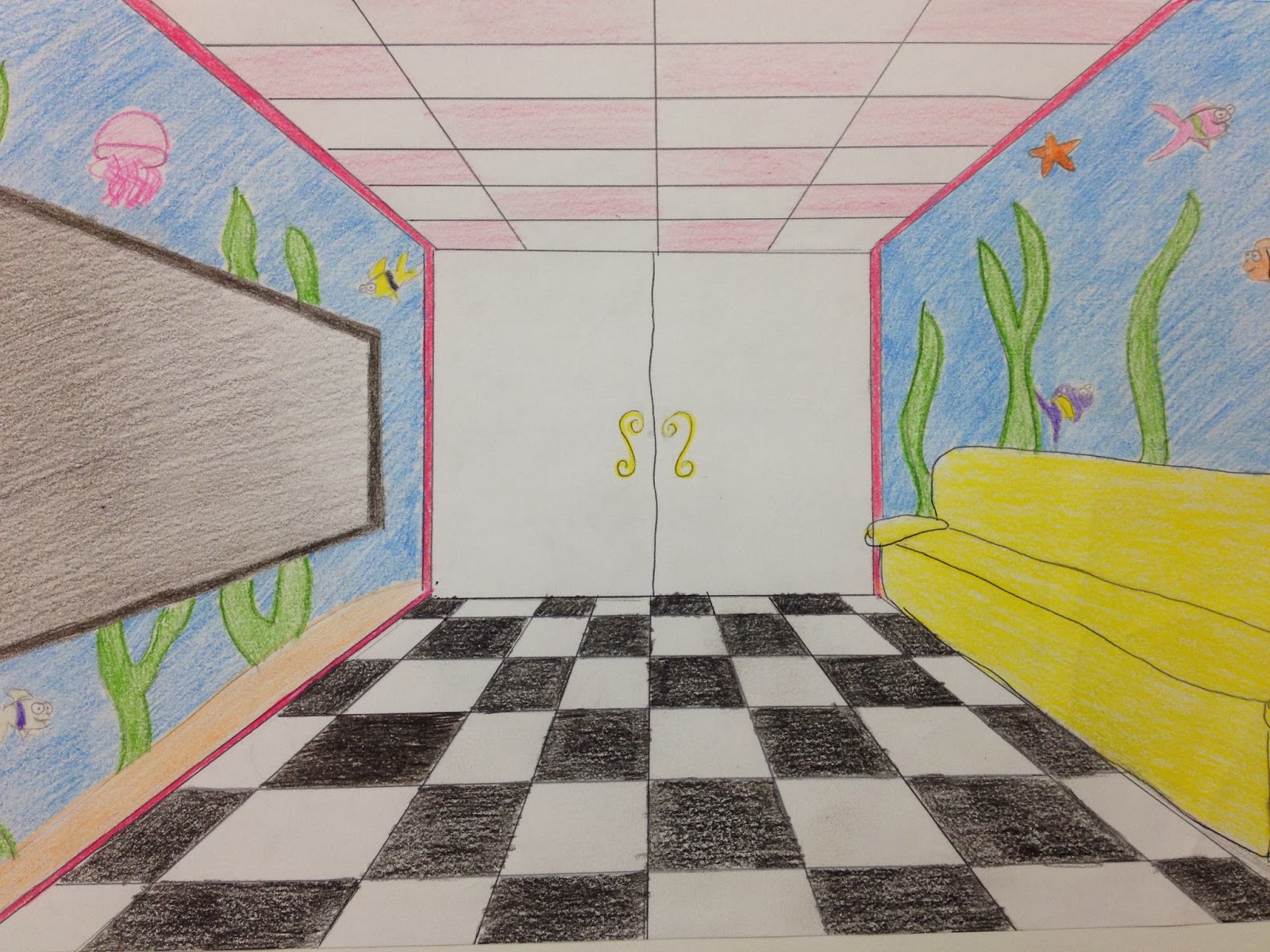 Madison's Art Blog: 1 Point Perspective Hallway