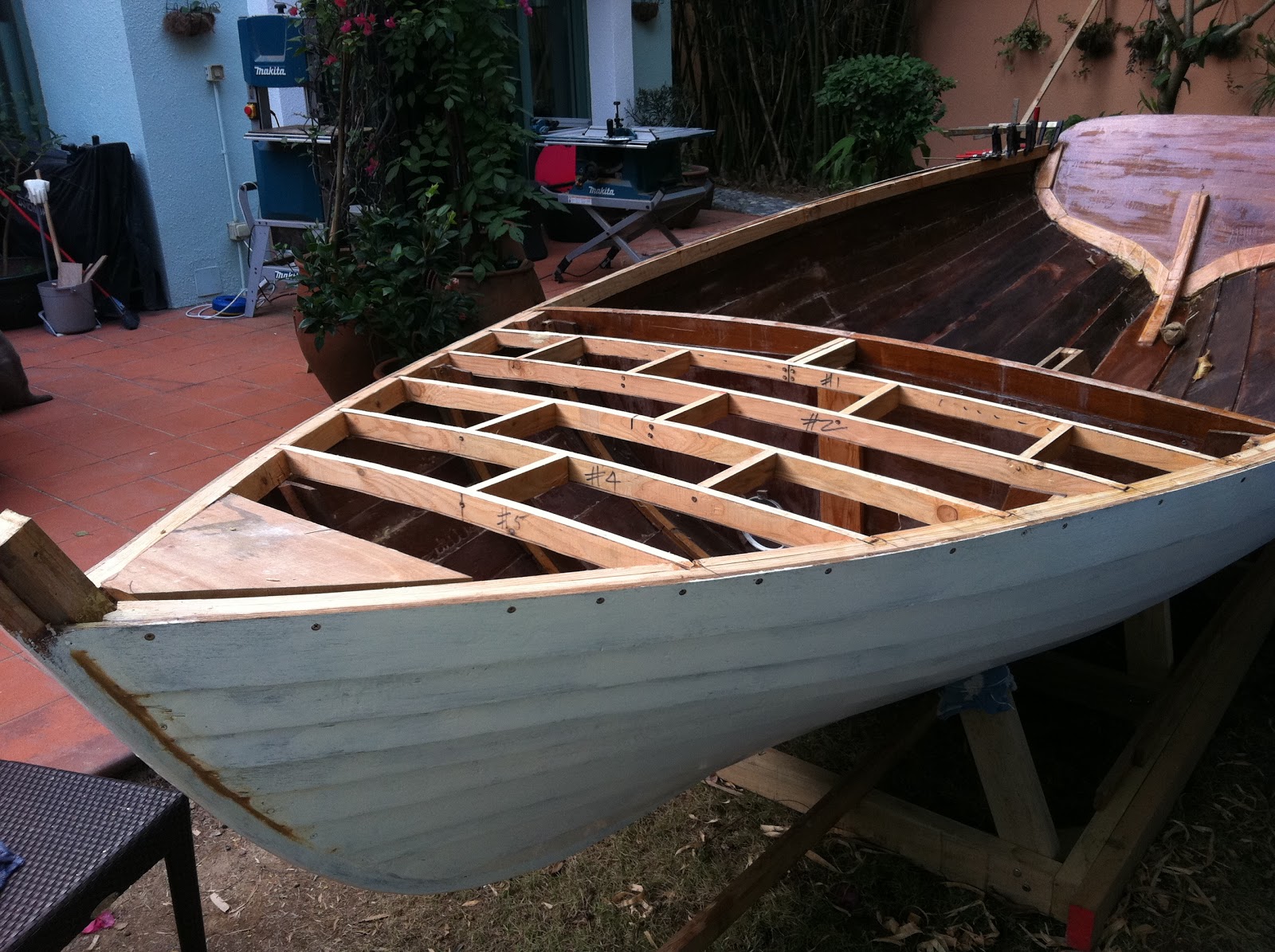 Building a Somes Sound Wooden Boat in Hong Kong: Deck Frames Installed