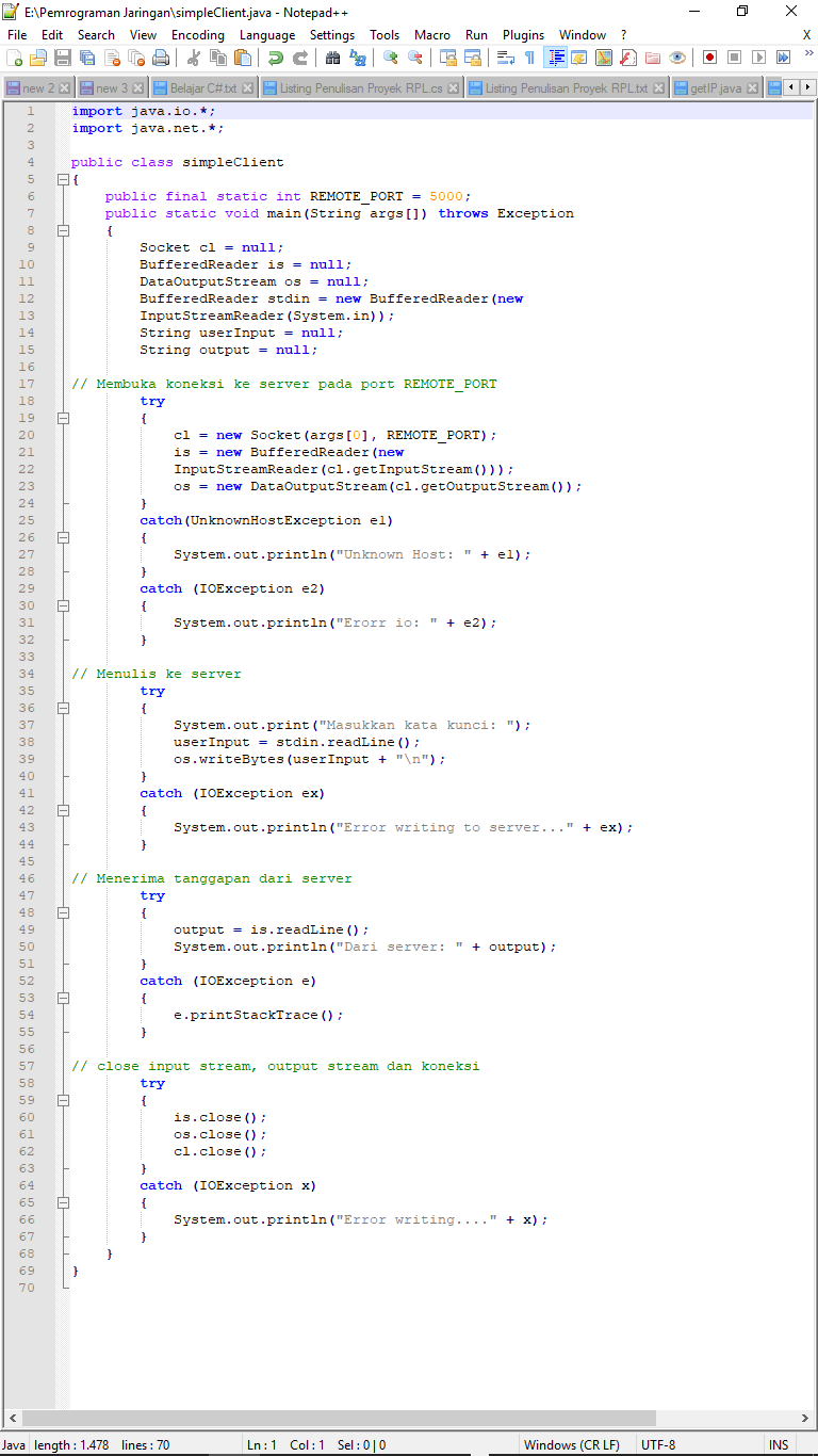 Tugas: Analisa Kode Program Jaringan