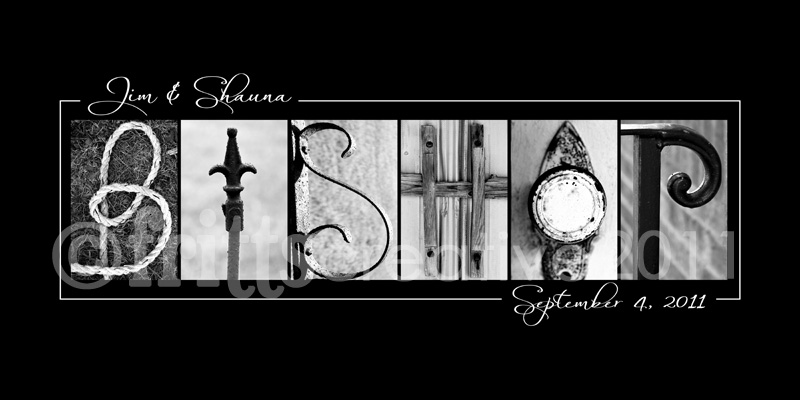 BISHOP | custom wedding name frame | alpahbet photography