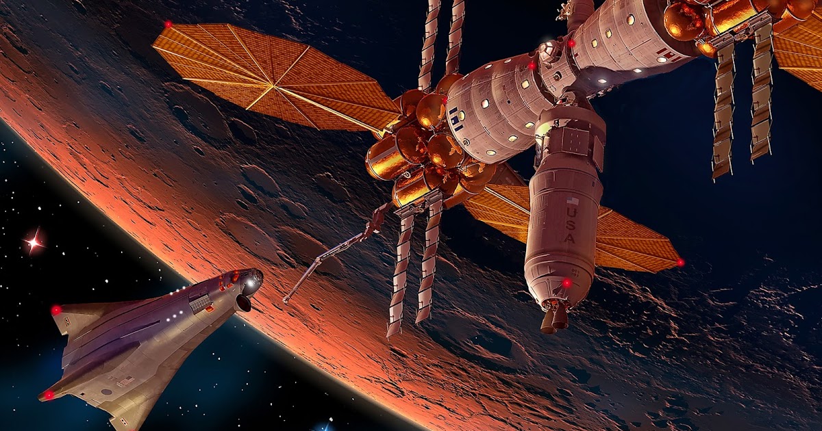 Martian lander docking with Mars Base Camp by James Vaughan | human Mars