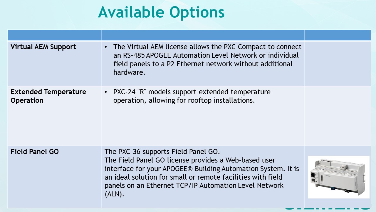 Siemens PXC Controller Series Part-1