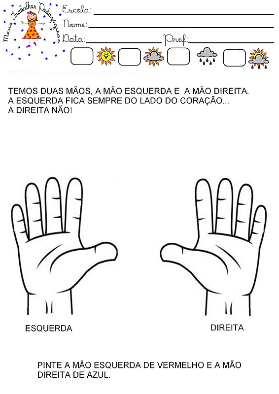 Meus Trabalhos Pedagógicos ®: Atividades - lateralidade
