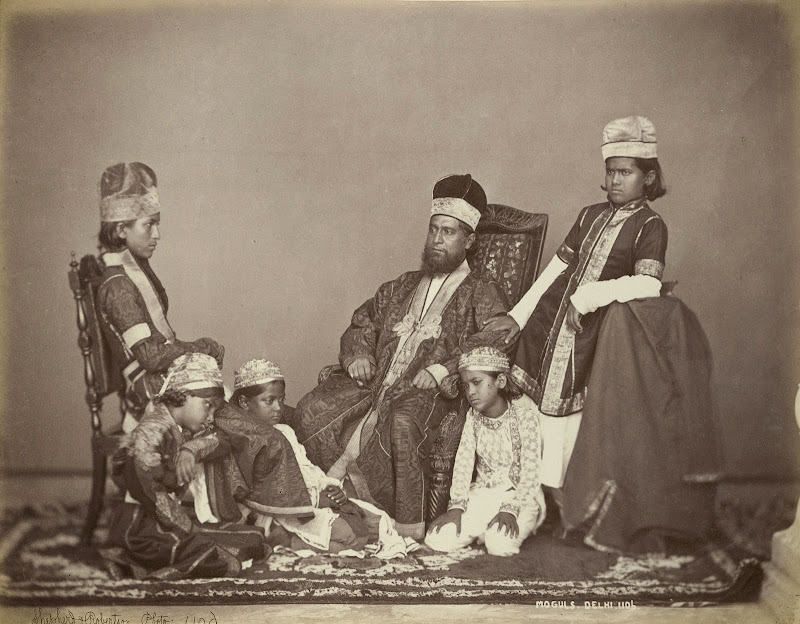 Studio portrait of a Mogul Father with his Children at Delhi, taken by ...