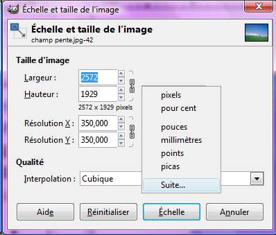 Voir la taille d'une image en centimètres