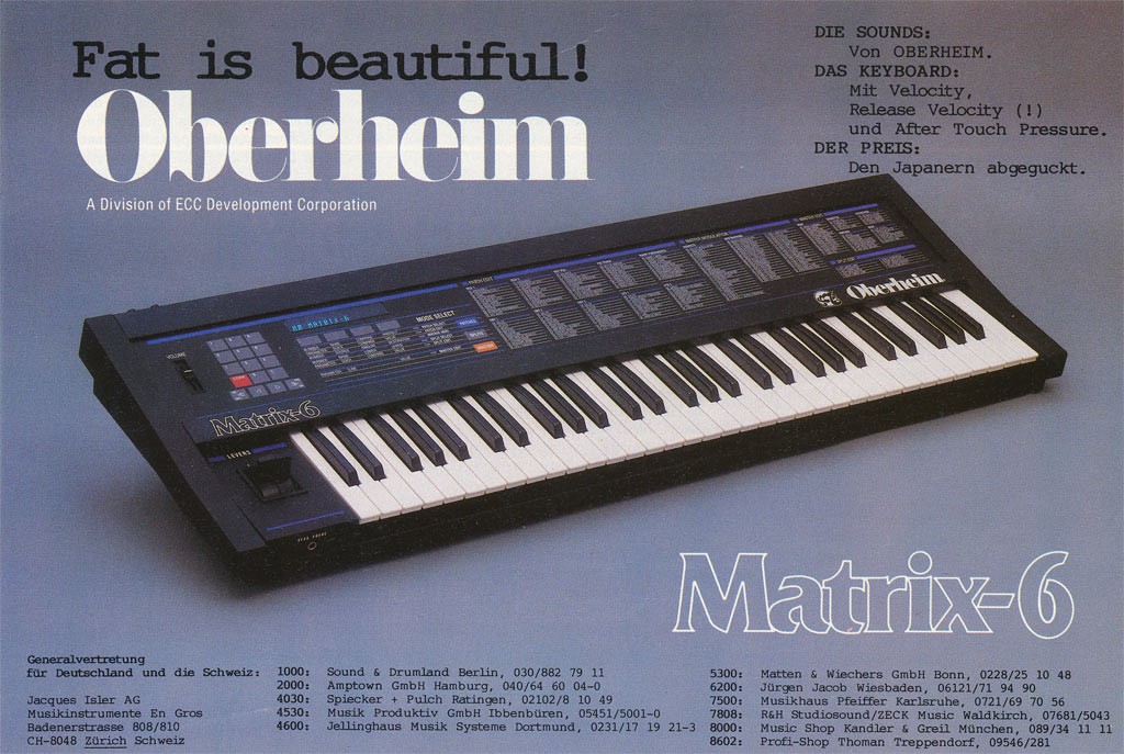 MATRIXSYNTH: 1986 German Oberheim Matrix-6 Ad