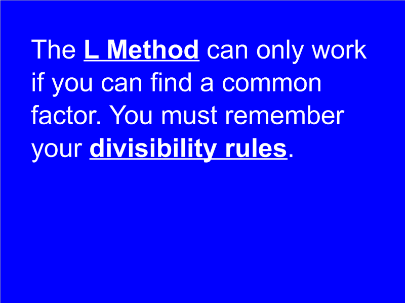 Mrs. White's 6th Grade Math Blog: THE "L" METHOD